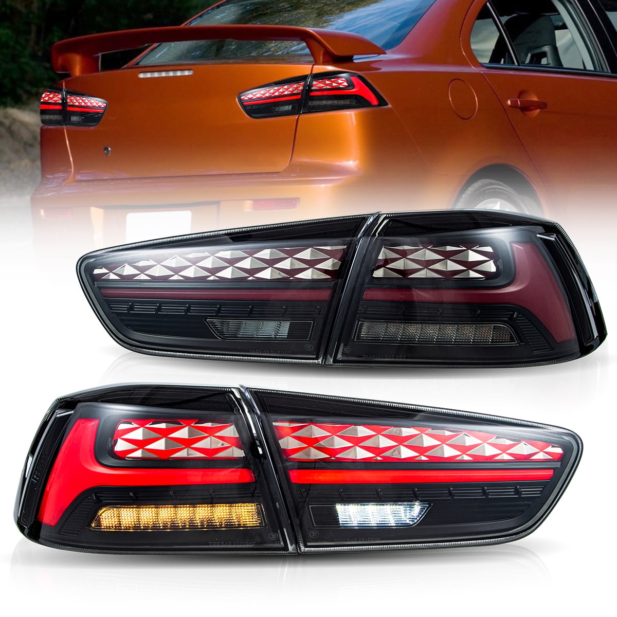 VLAND LED Tail Lights Smoked for Mitsubishi Lancer 2008 2009 2010 2011 ...