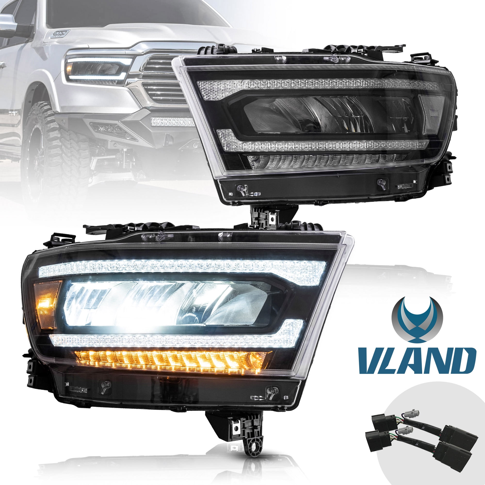 VLAND LED Headlights Compatible with 2019-2020 Dodge Ram 1500 Models ...