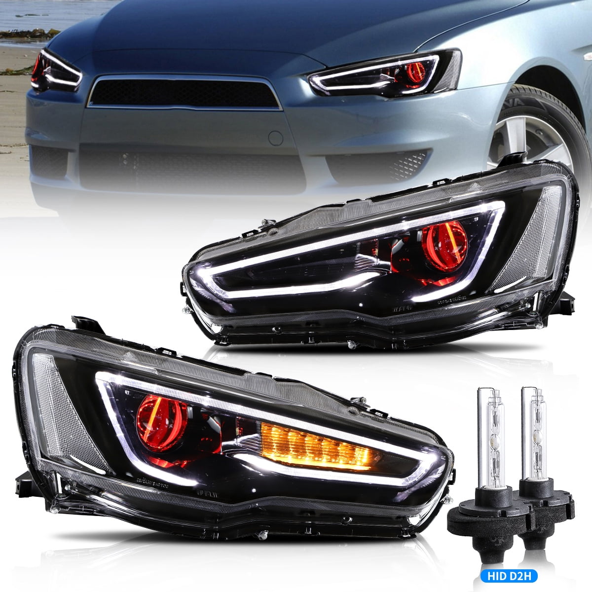 VLAND Projector Headlights with Demon Eye for Mitsubishi Lancer 2008 ...
