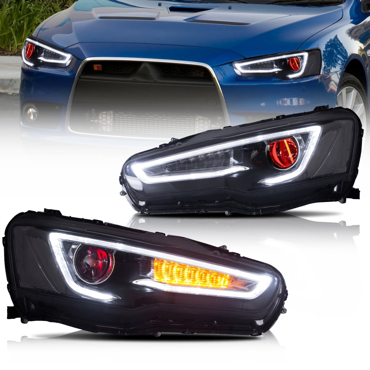 VLAND Projector Headlights with Demon Eye for Mitsubishi Lancer 2008 ...