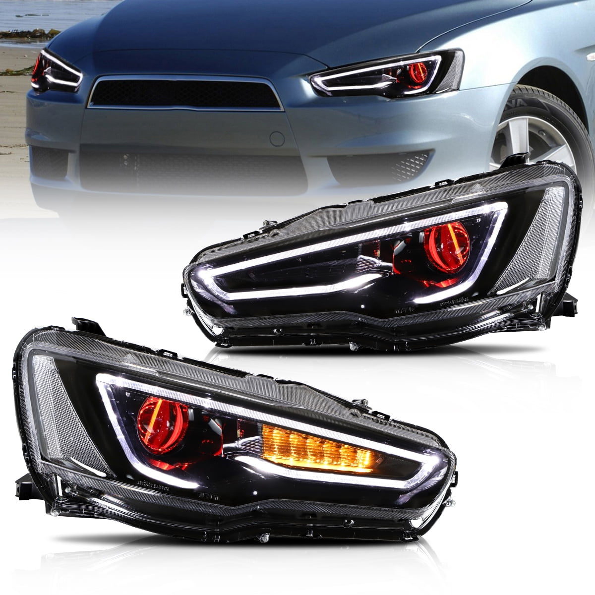 VLAND Projector Headlights with Demon Eye for Mitsubishi Lancer 2008 ...