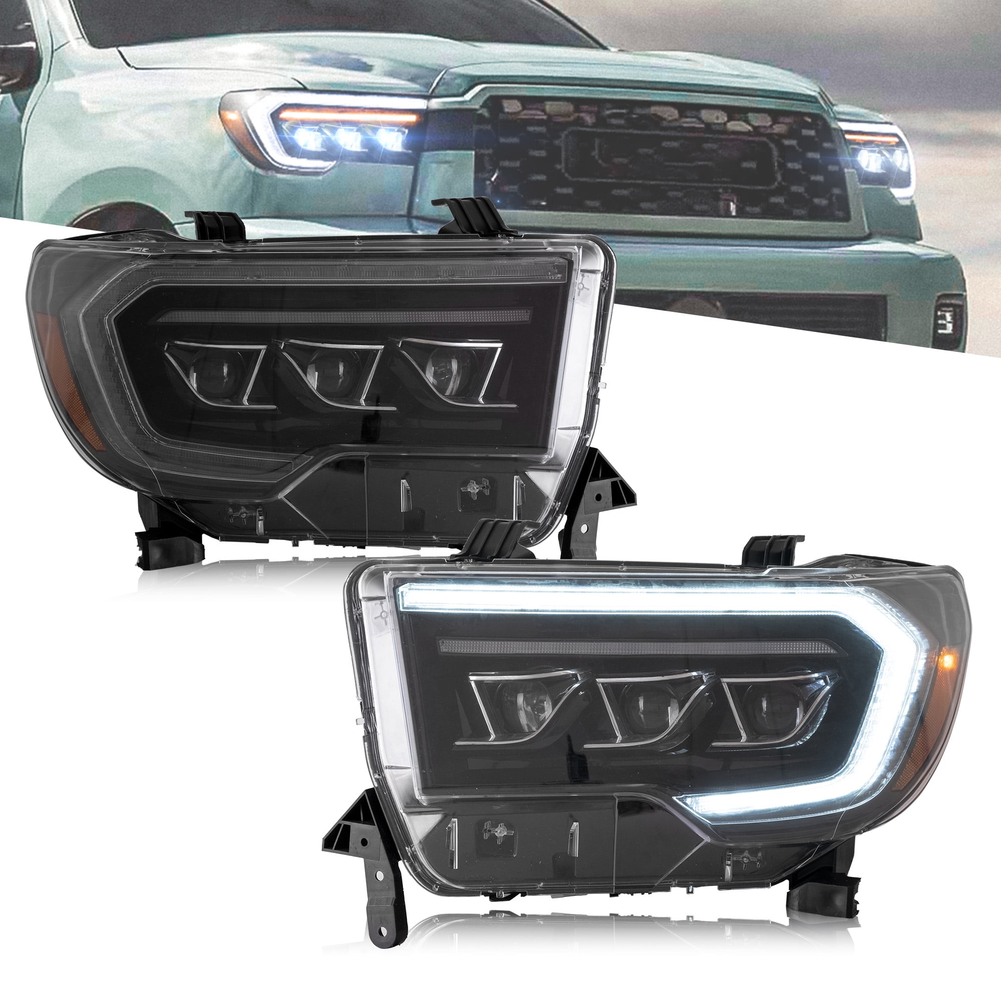 VLAND Projector LED Headlights For Toyota Tundra 2007-2013 Sequoia 2008 ...