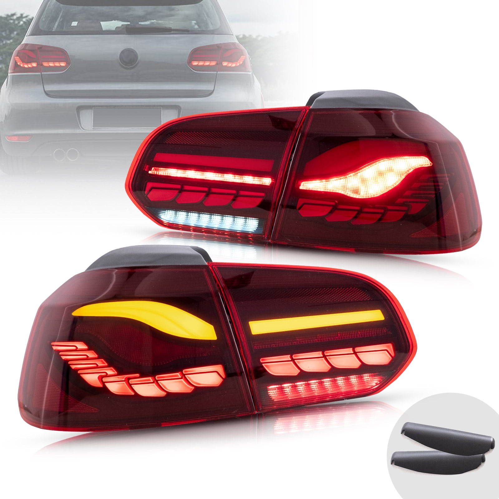 VLAND Tail Lights for Volkswagen VW Golf Mk6 Halogen Models 2010 2011 ...