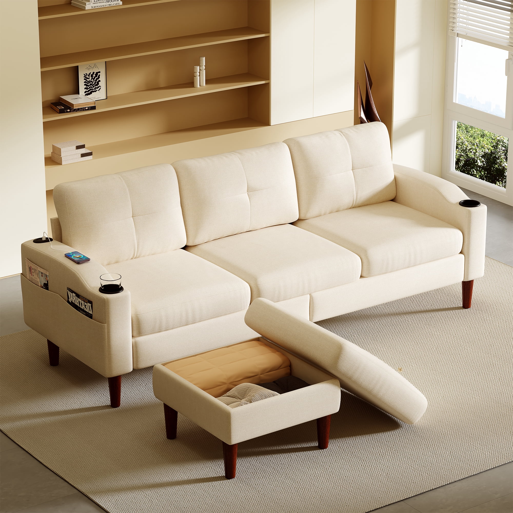 VLDTDRDI 78" Convertible Sectional Sofa,Modern Chenille L-Shaped Couch ...