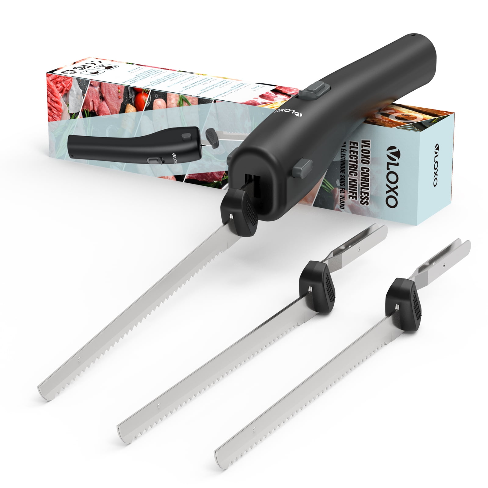 VLOXO Cordless Electric Knife, Electric Knives Rechargeable Bread Knife ...