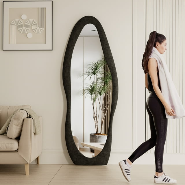 "VLUSH 63""x24"" Wavy Full Length Wall/Floor Mirror for Bedroom ...