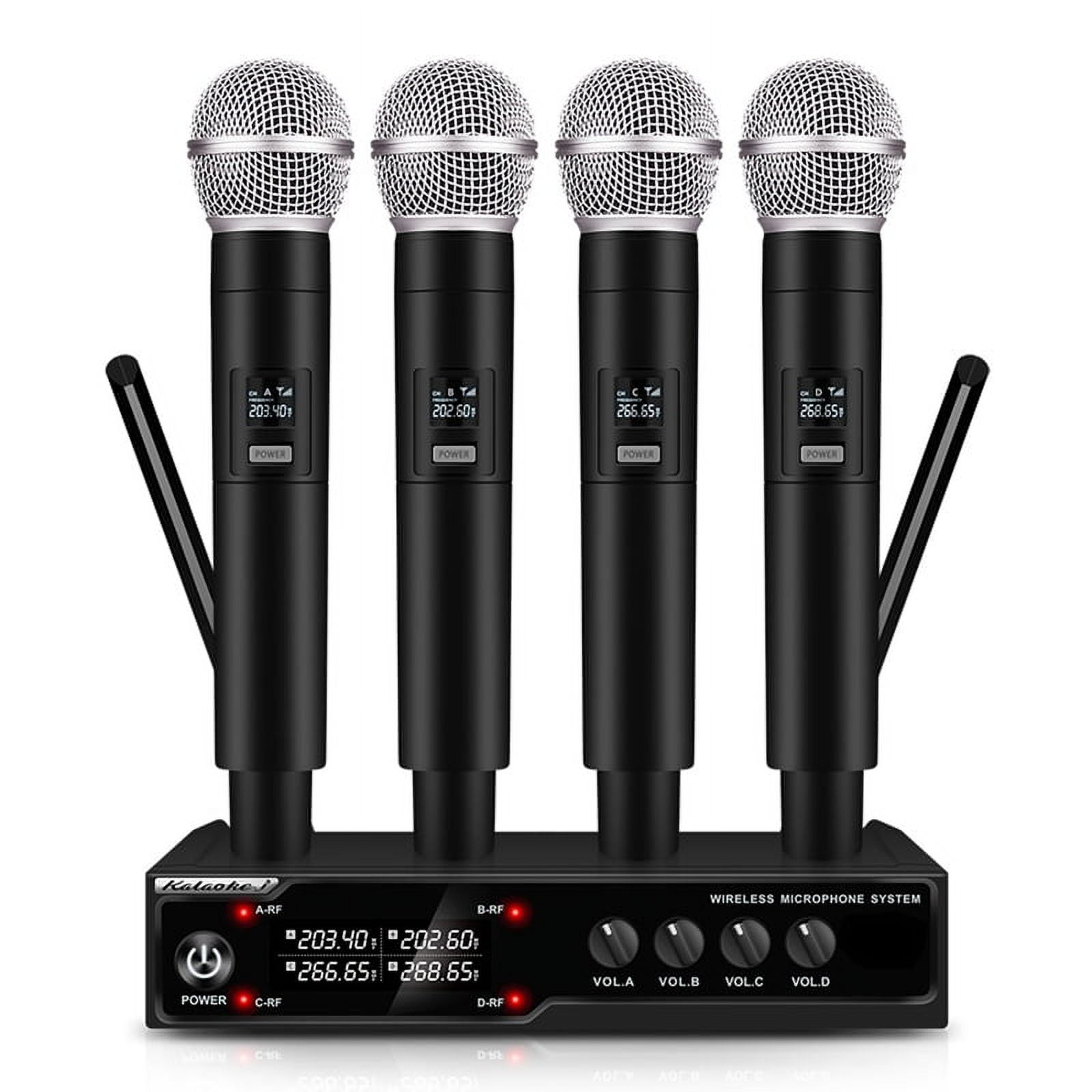 VM304 Audio 4-Channel Wireless Microphone System Handheld Mic 80M Range for Karaoke Speech ...