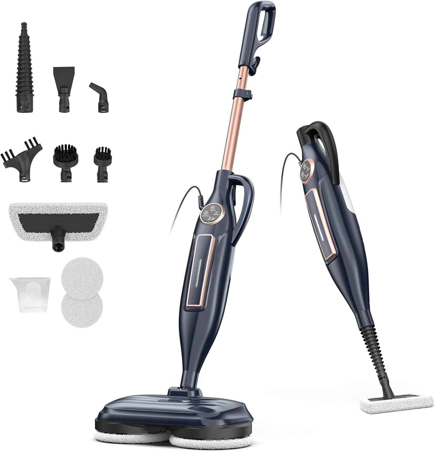 VM6 Scrubbing Steam Mop with Rotating Pads, 10 in 1 Mop, Lightweight ...