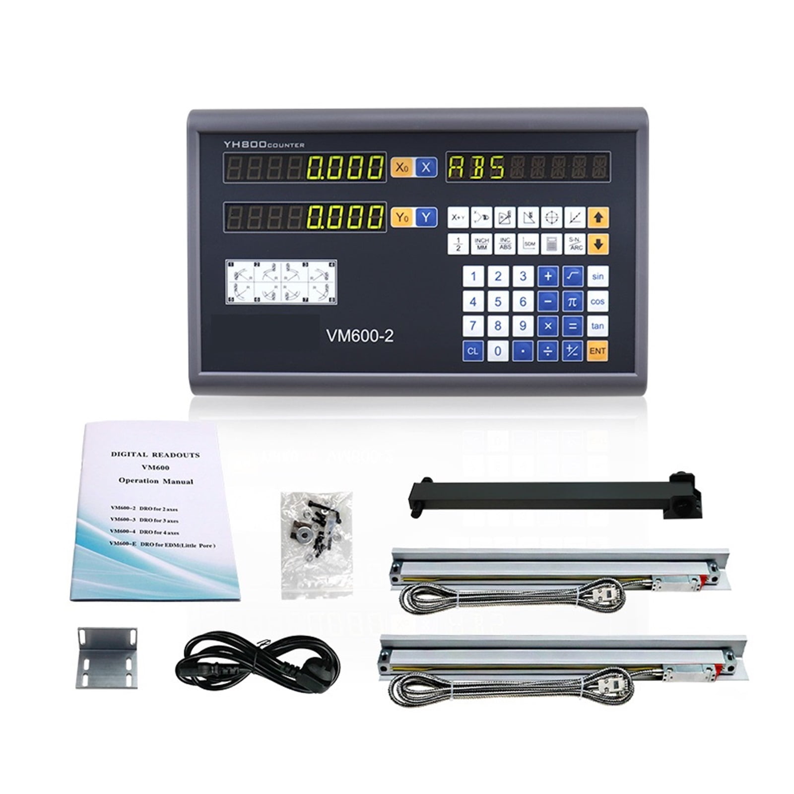 VM600-2 Digital Readout Dro Set Linear Scales Kit 5U Linear Encoder Lines 50mm to 1000mm for ...