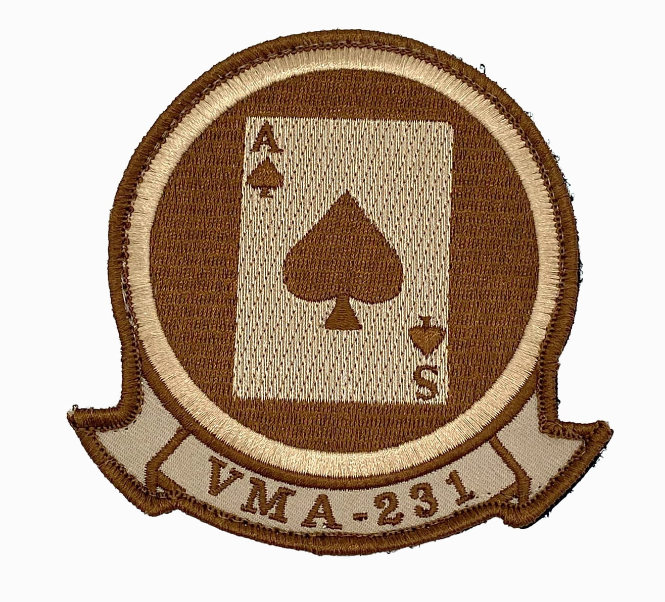 VMA-231 Ace of Spades Desert Tan Squadron Patch – With Hook and Loop, 4 ...