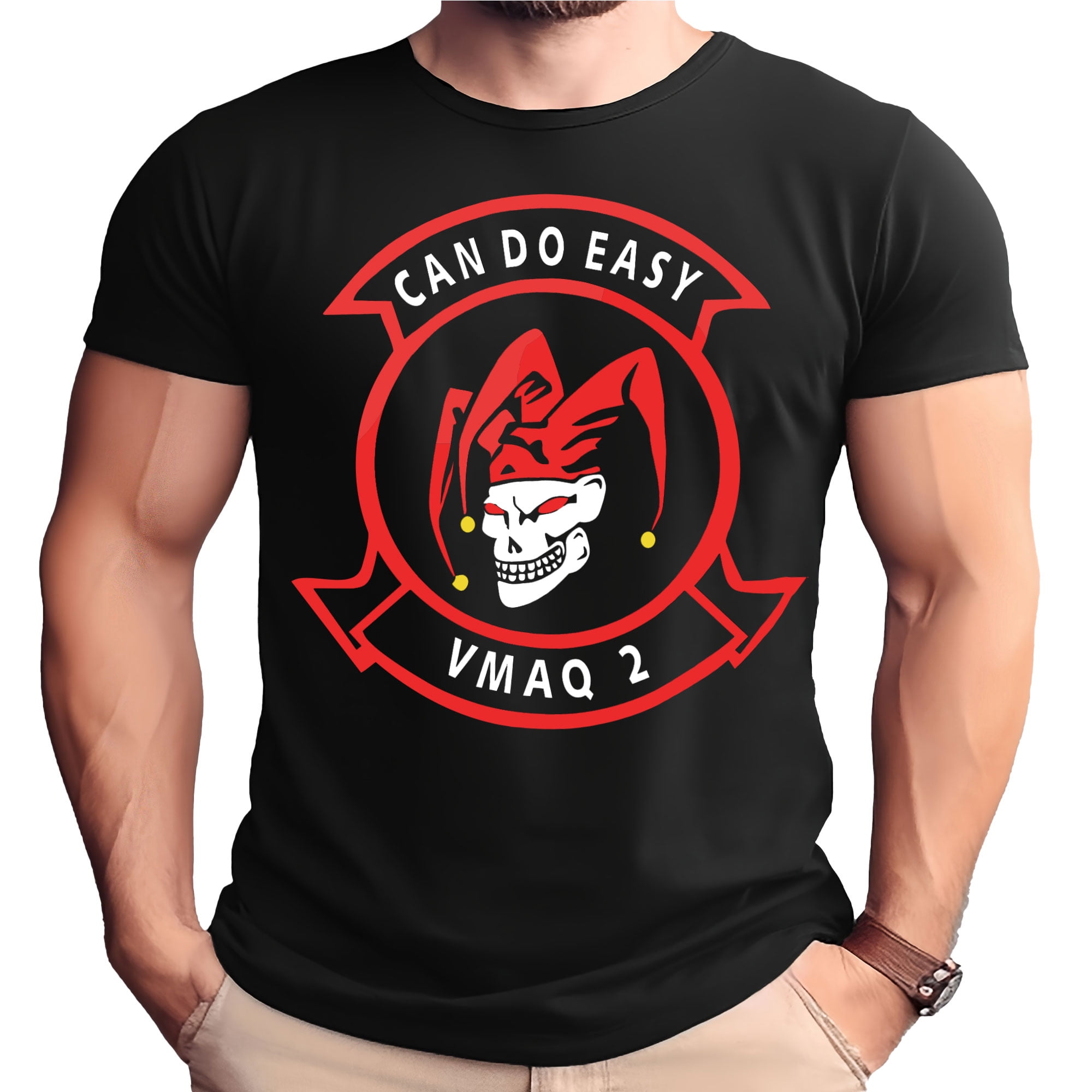 VMAQ-2 Can Do Easy - Jester Skull Logo Shirt-Small - Walmart.com