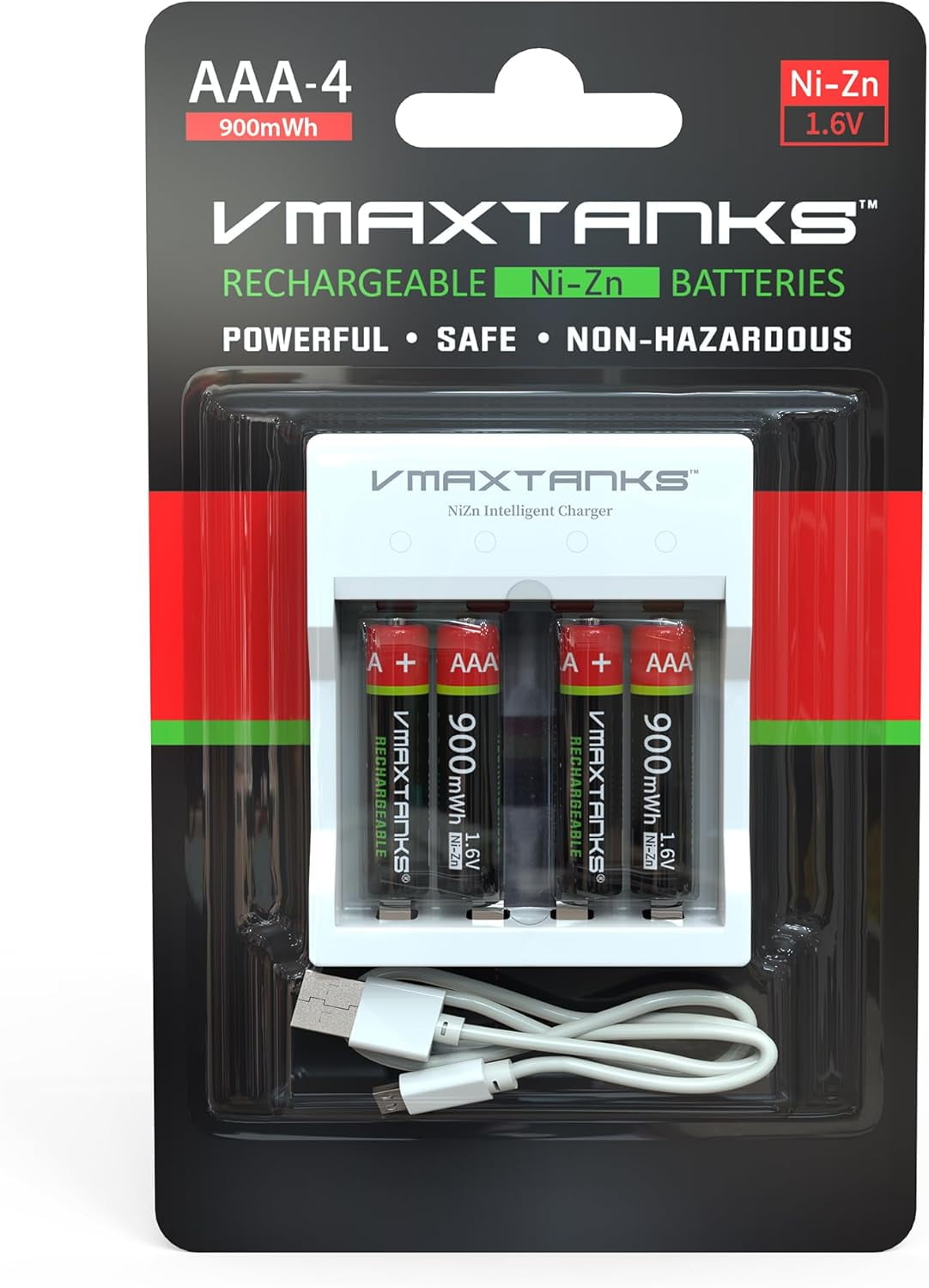 VMAX AAA-4CH Ni-Zn Rechargeable AAA 4 Pack Batteries for High Drain ...
