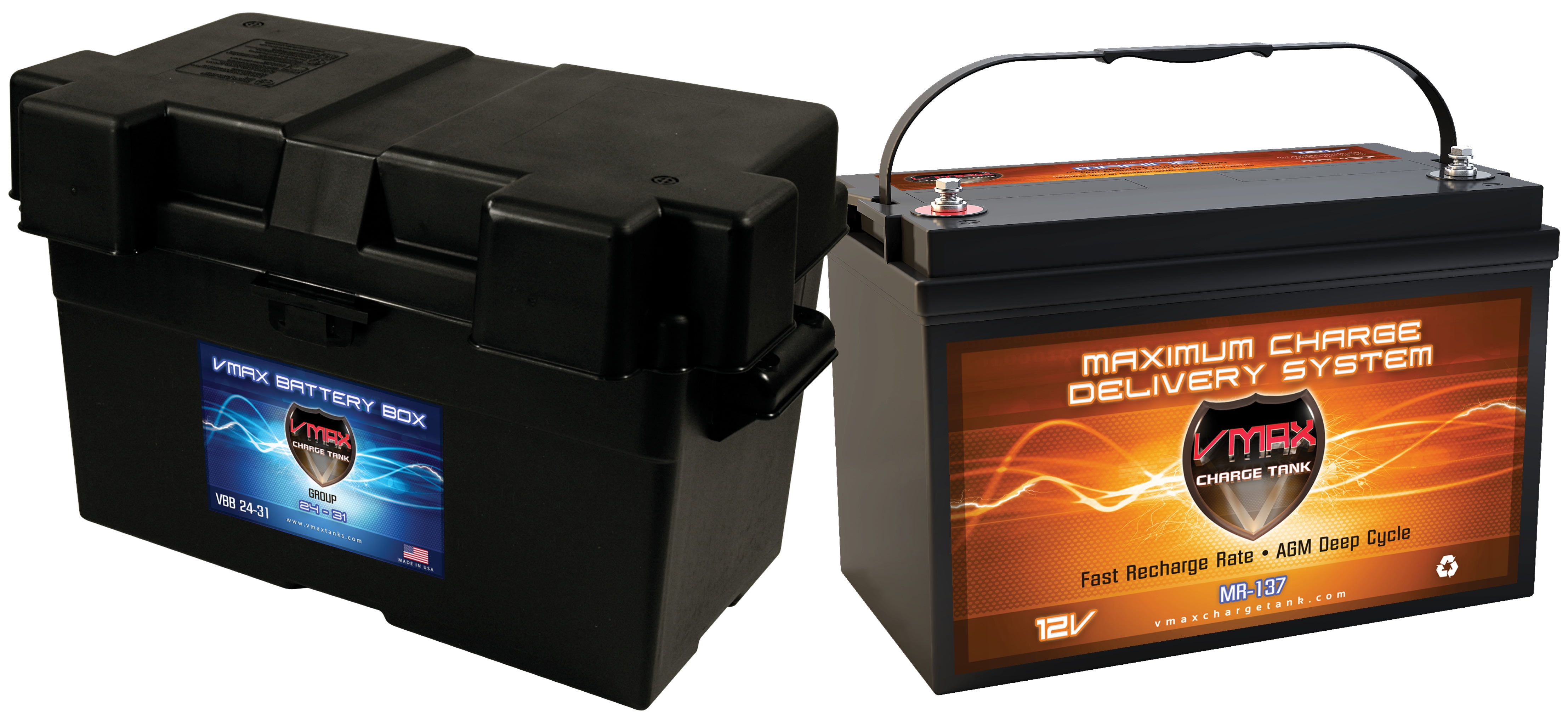 VMAX MR137-120 + MARINE BOX AGM Group 31 12V Deep Cycle Battery for ...