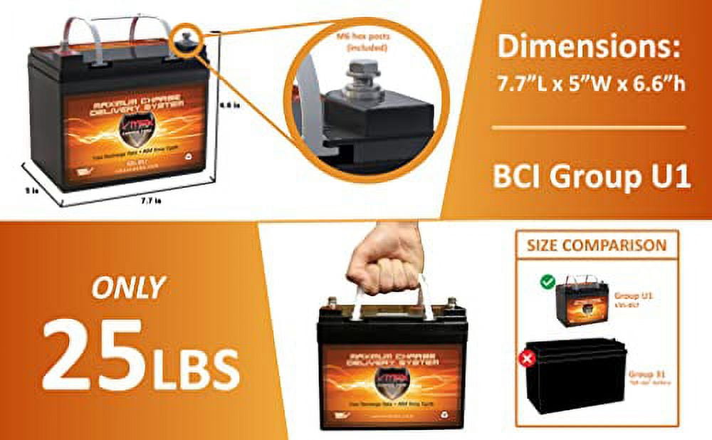 VMAX V35-857 12 Volt 35AH AGM Battery Deep Cycle High Performance Group ...