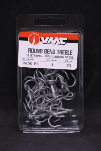 VMC 9650 Round Bend Perma Steel Treble Hooks - Size 1 - Walmart.com