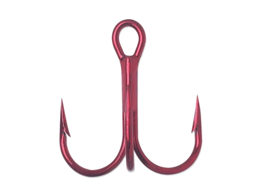 VMC Round Bend Treble Short Shank 1X Hook #4 Tin Red 7PK - Walmart.com