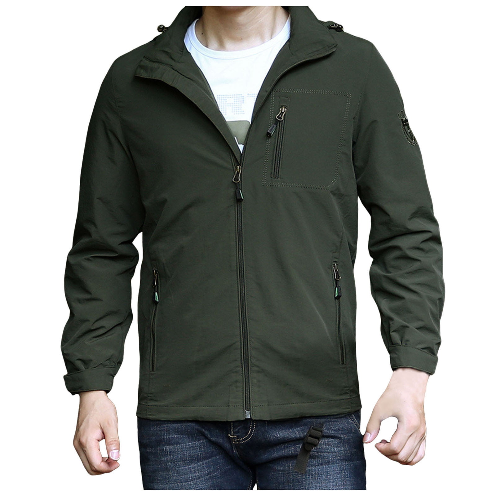 VMESZQFG Jackets for Men Lightweight Jacket for Men for Cold Solid ...