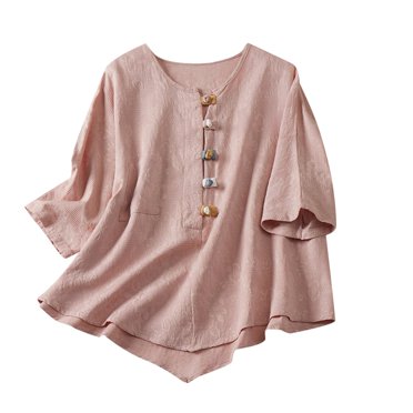 ZANZEA Women Round Neck 3/4 Sleeves Irregular Hem Tops Blouse 1 ...