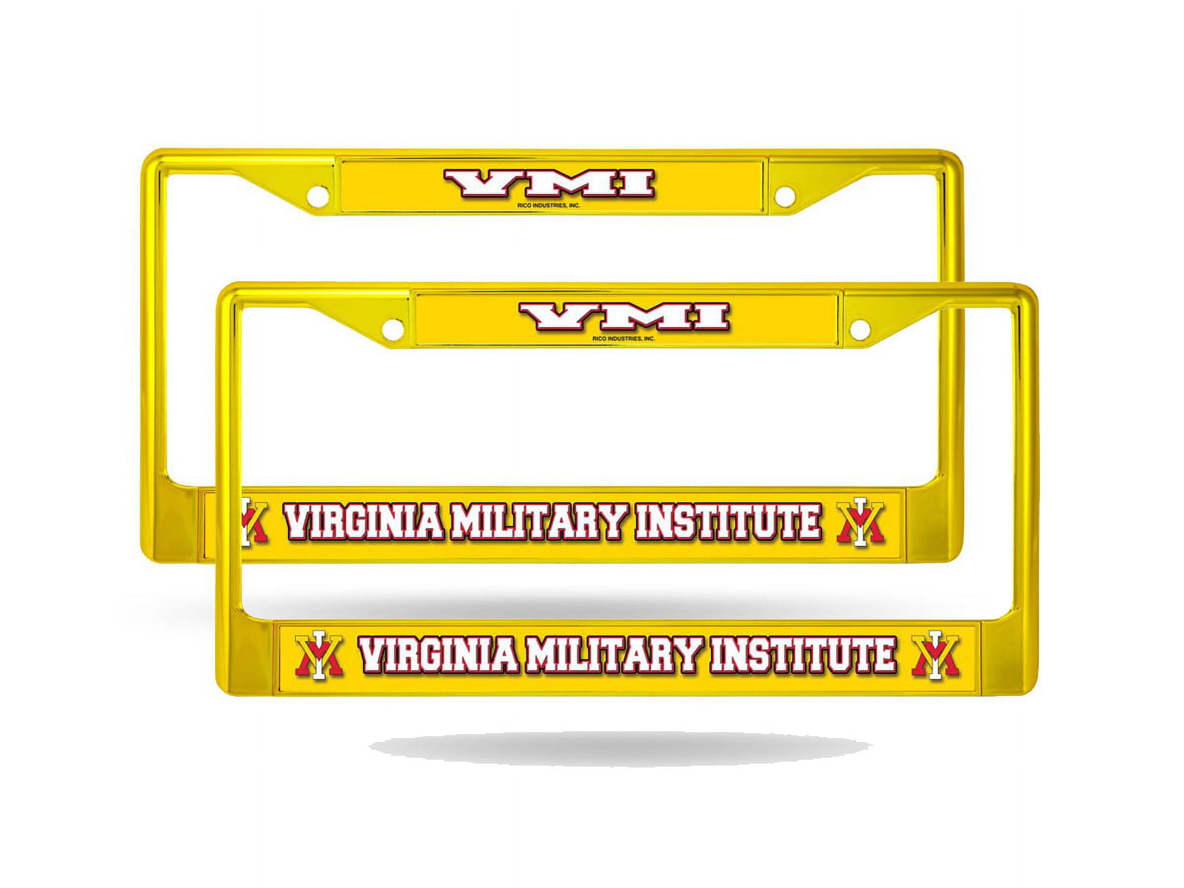 VMI Keydets (Set of 2) Yellow Painted Chrome Metal License Plate Frames ...