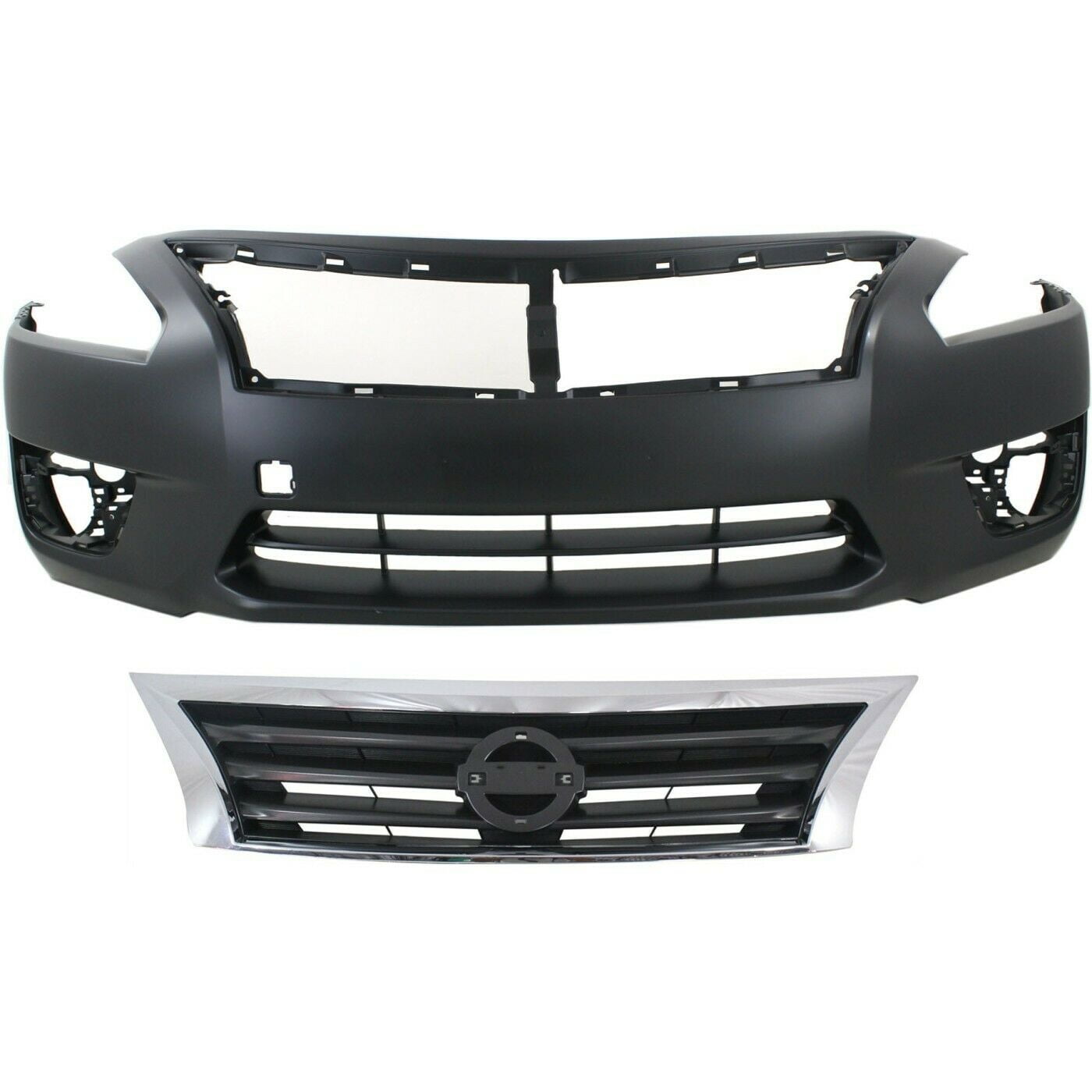 VMVJGLEK 2pcs Front Plastic Bumper Cover Kit with Fog Light Holes & Without Parking Aid Sensor ...