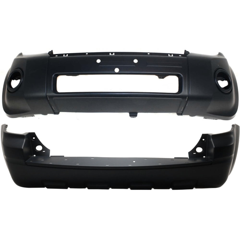 VMVJGLEK 2pcs Front & Rear Primed Bumper Cover Fascias with Fog Light ...