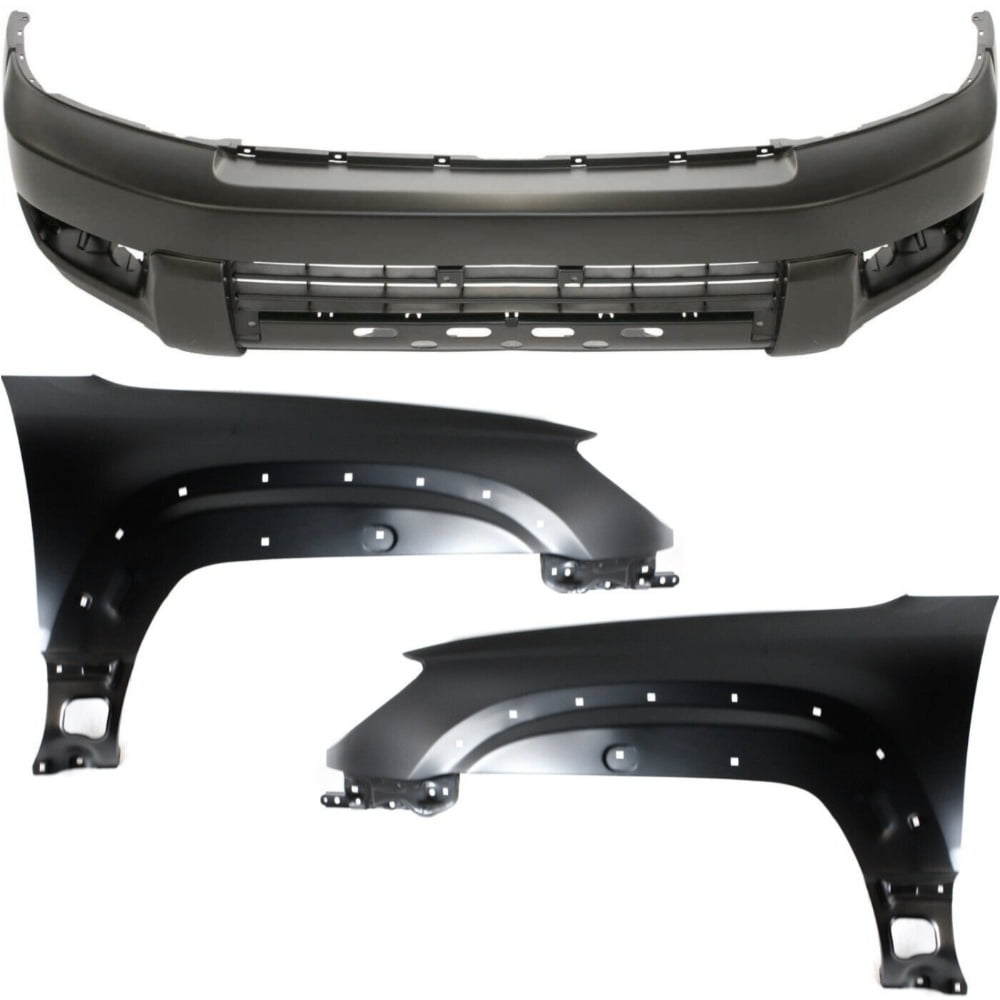 VMVJGLEK 3pcs Front Primed Bumper Cover Fascias with Fog Light Holes & Without Parking Aid ...