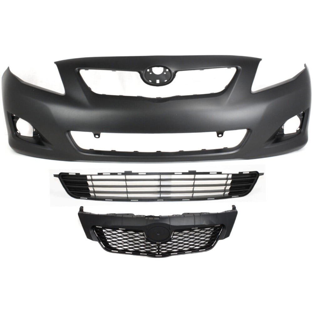 VMVJGLEK 3pcs Front Primed Bumper Cover Fascias Without Spoiler Holes & with Fog Light Holes ...