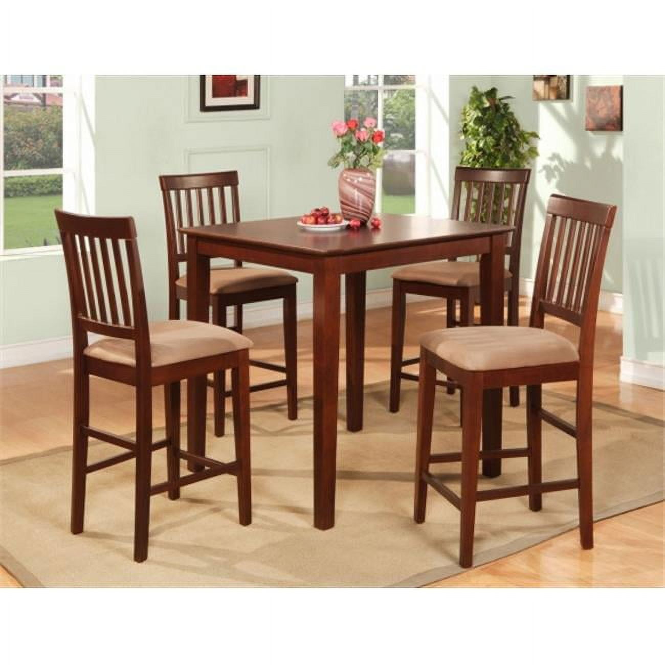 VN3-MAH-C 3PC Vernon Pub Counter Height Square Table & 2 Microfiber ...