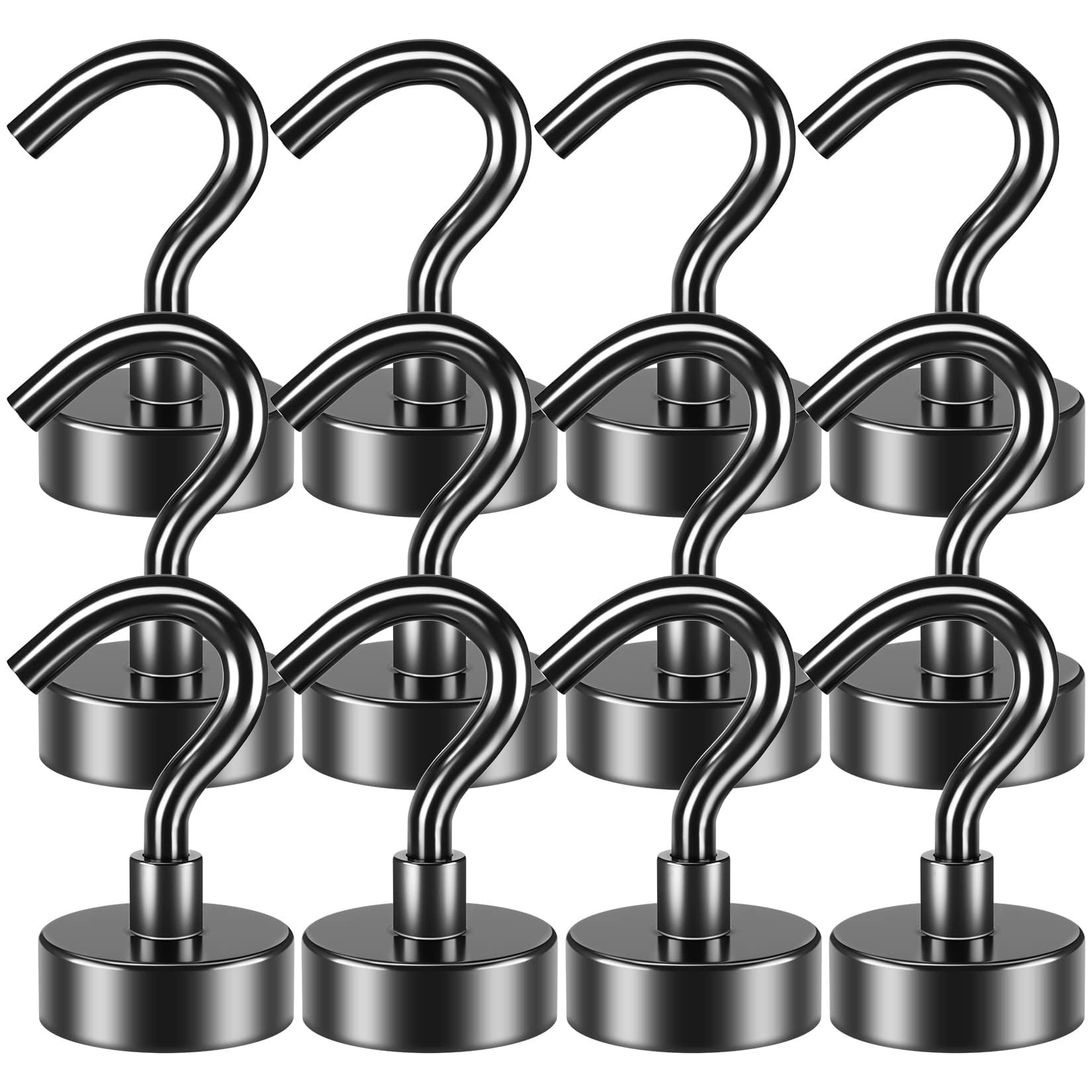 VNDUEEY 10 Pack Black Magnetic Hooks, 22Lbs Strong Magnet Hooks for ...