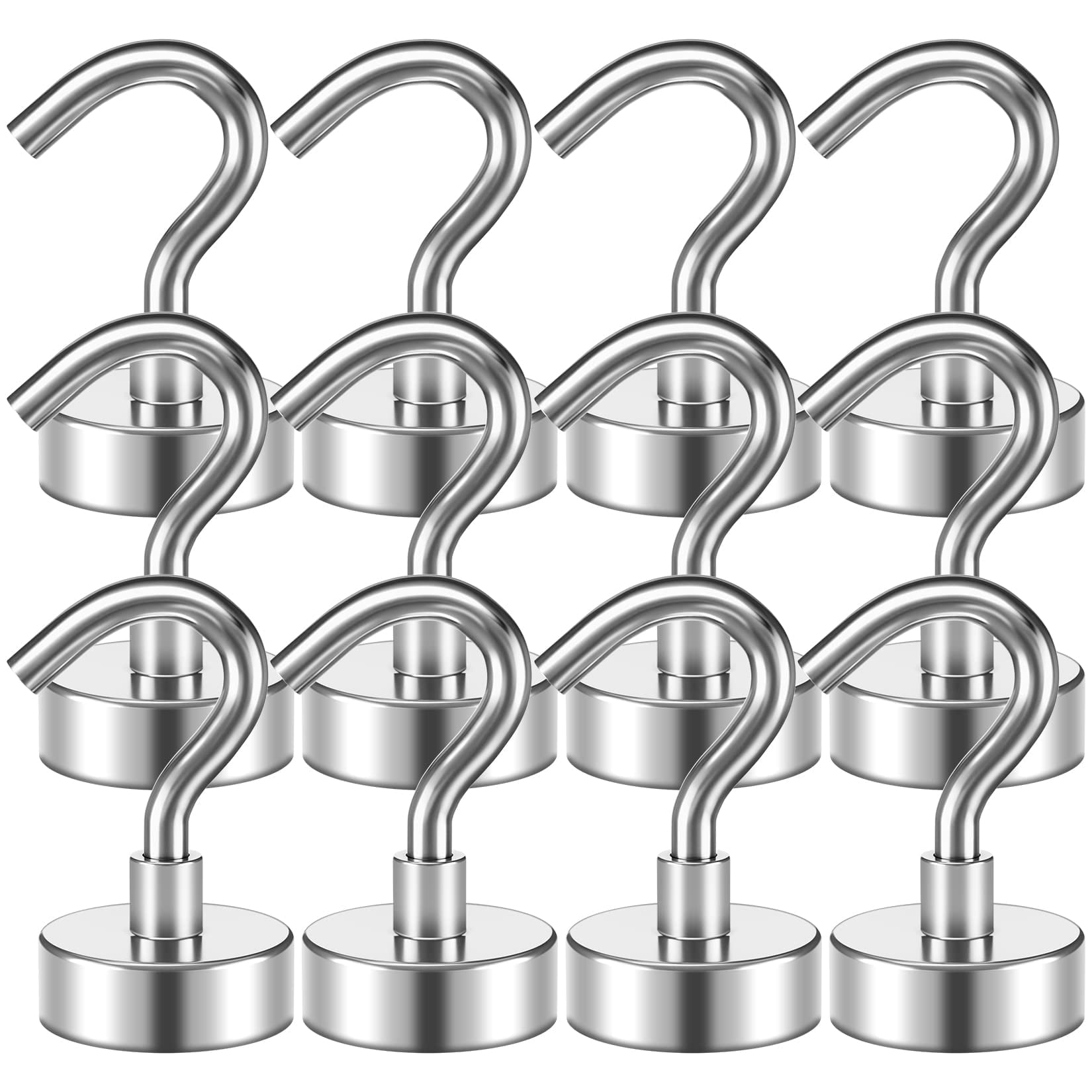 VNDUEEY 10 Pack Silver Magnetic Hooks, 22Lbs Strong Magnet Hooks for ...