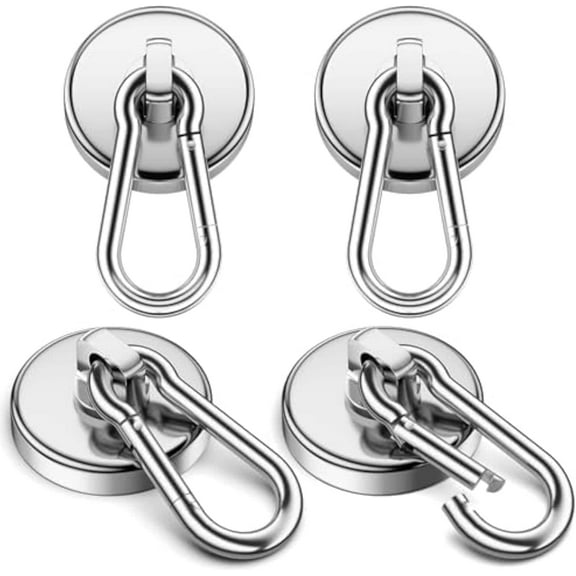 RGRVFD-8 Pack 100LBS Neodymium Magnet Hooks with Swivel Carabiner ...