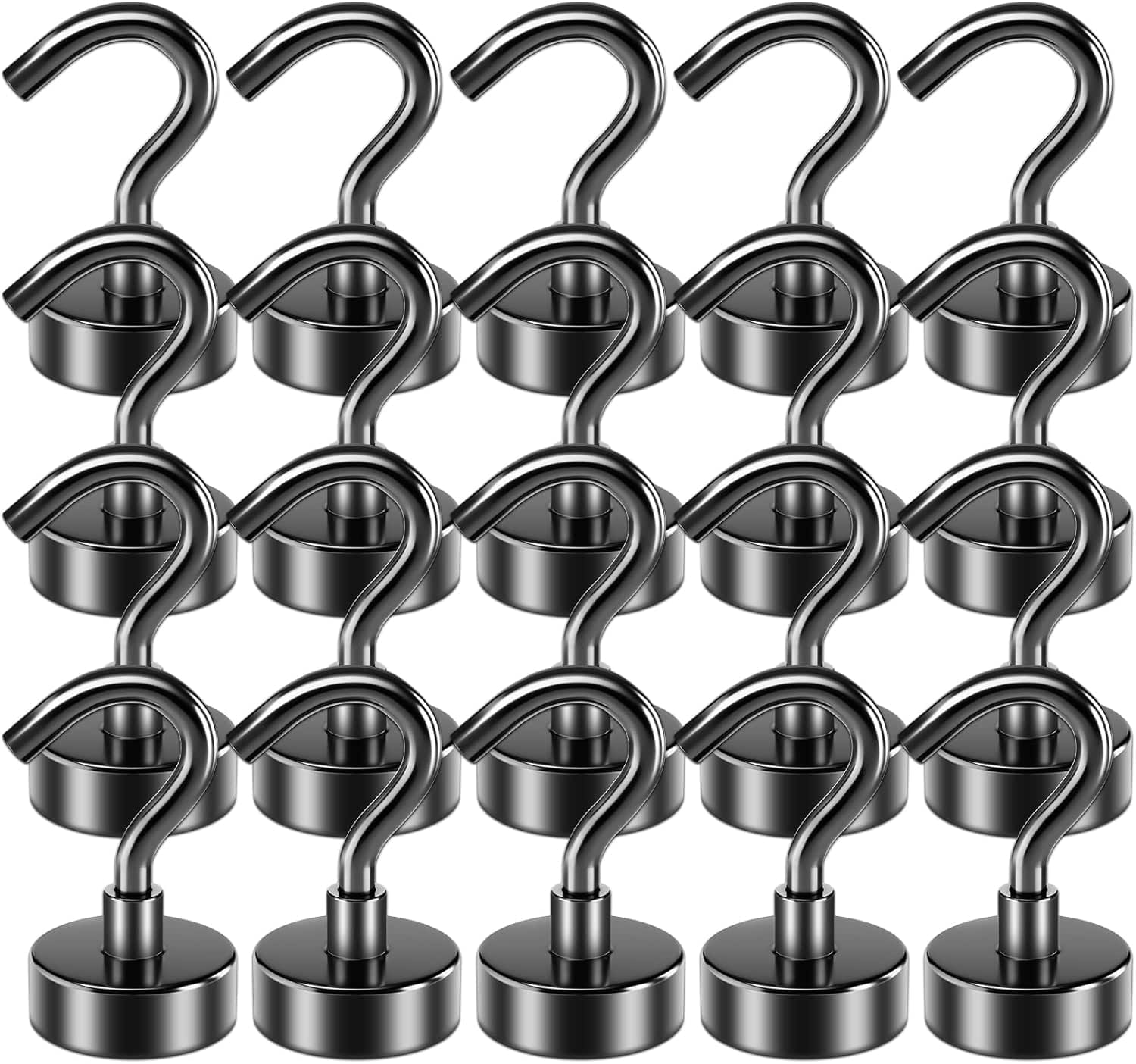20 Pack Black Magnetic Hooks, 22Lbs Strong Magnet Hooks for Hanging ...