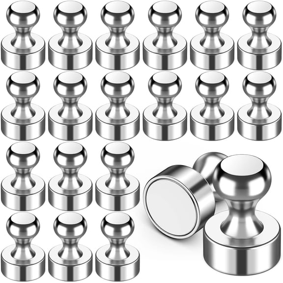 20 Pack Magnetic Push Pins, Silver Strong Fridge Magnets, Whiteboard ...