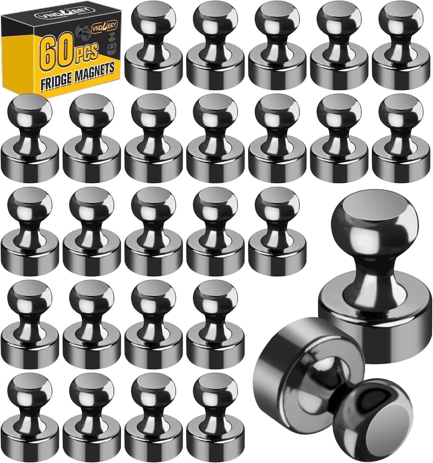 60Pcs Black Fridge Magnet Refrigerator Magnets, Magnets for Whiteboard ...