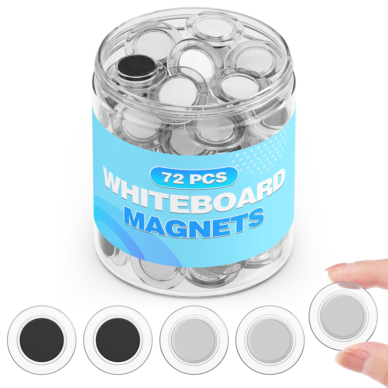 VNDUEEY 72 Pcs Whiteboard Magnets, Round Refrigerator Magnets Fridge ...