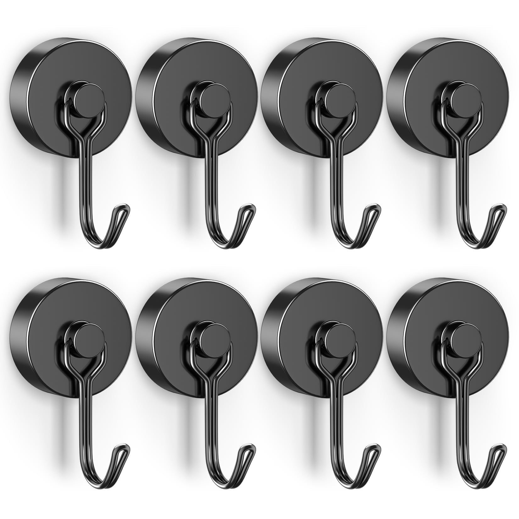 VNDUEEY 8 Pack 110LBS Black Heavy Duty Magnetic Hooks Neodymium Magnet ...