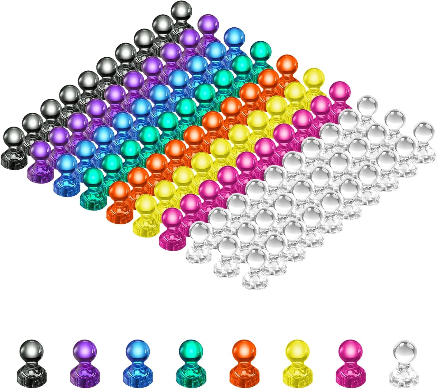 VNDUEEY 96PCS Strong Fridge Magnets, Colorful Magnetic Push Pins for ...