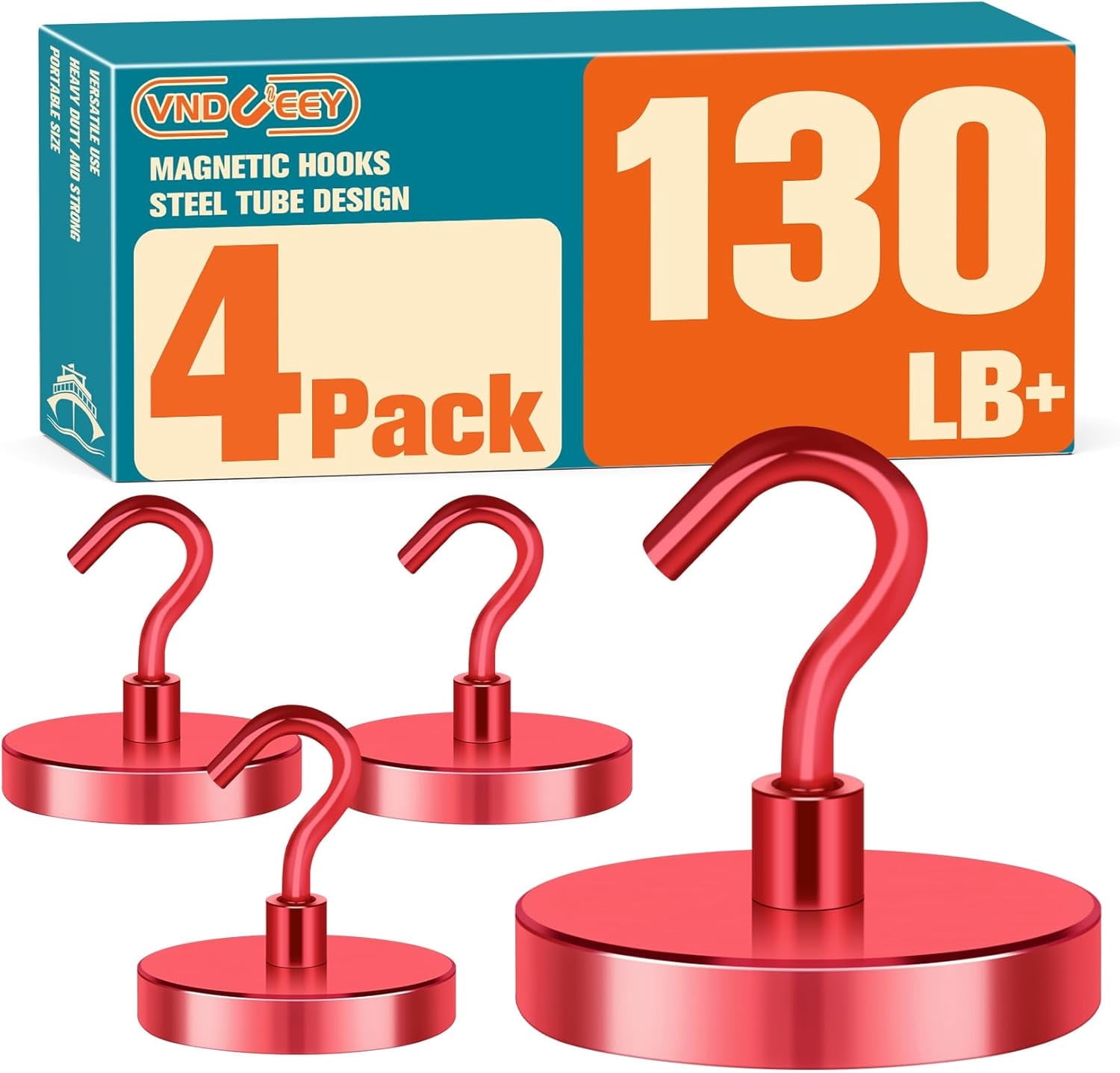 VNDUEEY Magnetic Hooks Heavy Duty, 130 Lbs Strong Magnet with Hooks for ...