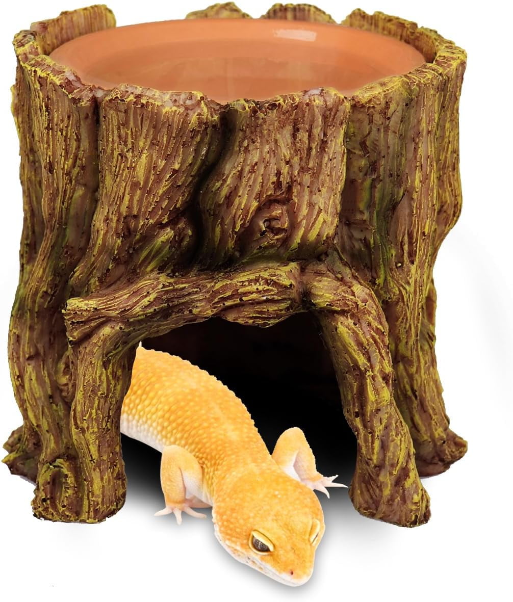 VNEKVA 2-in-1 Reptile Hide Cave with Terracotta Water Basin ...