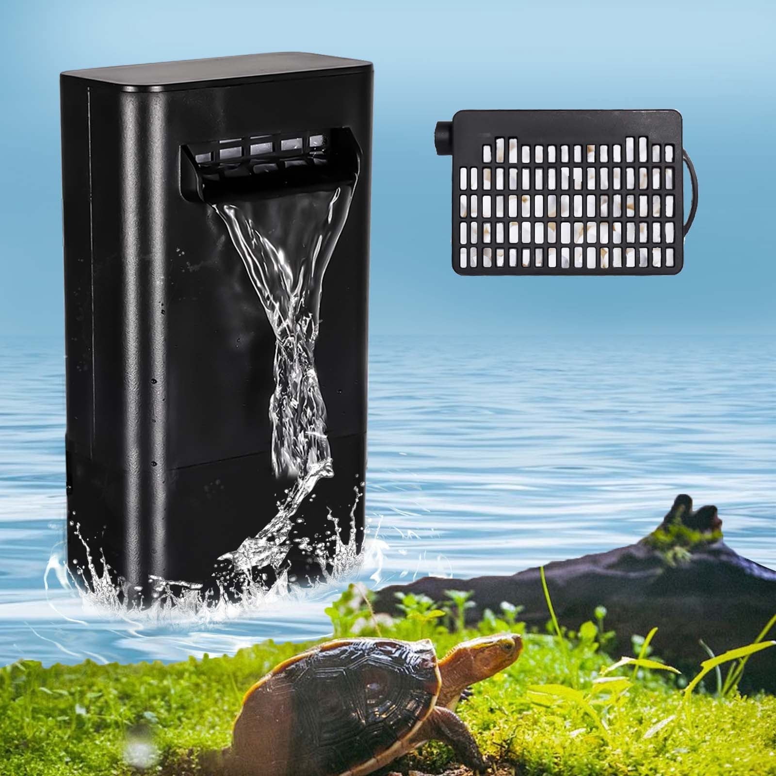 VNEKVA Low Water Level Turtle Tank Filter, 70GPH Internal Aquarium ...