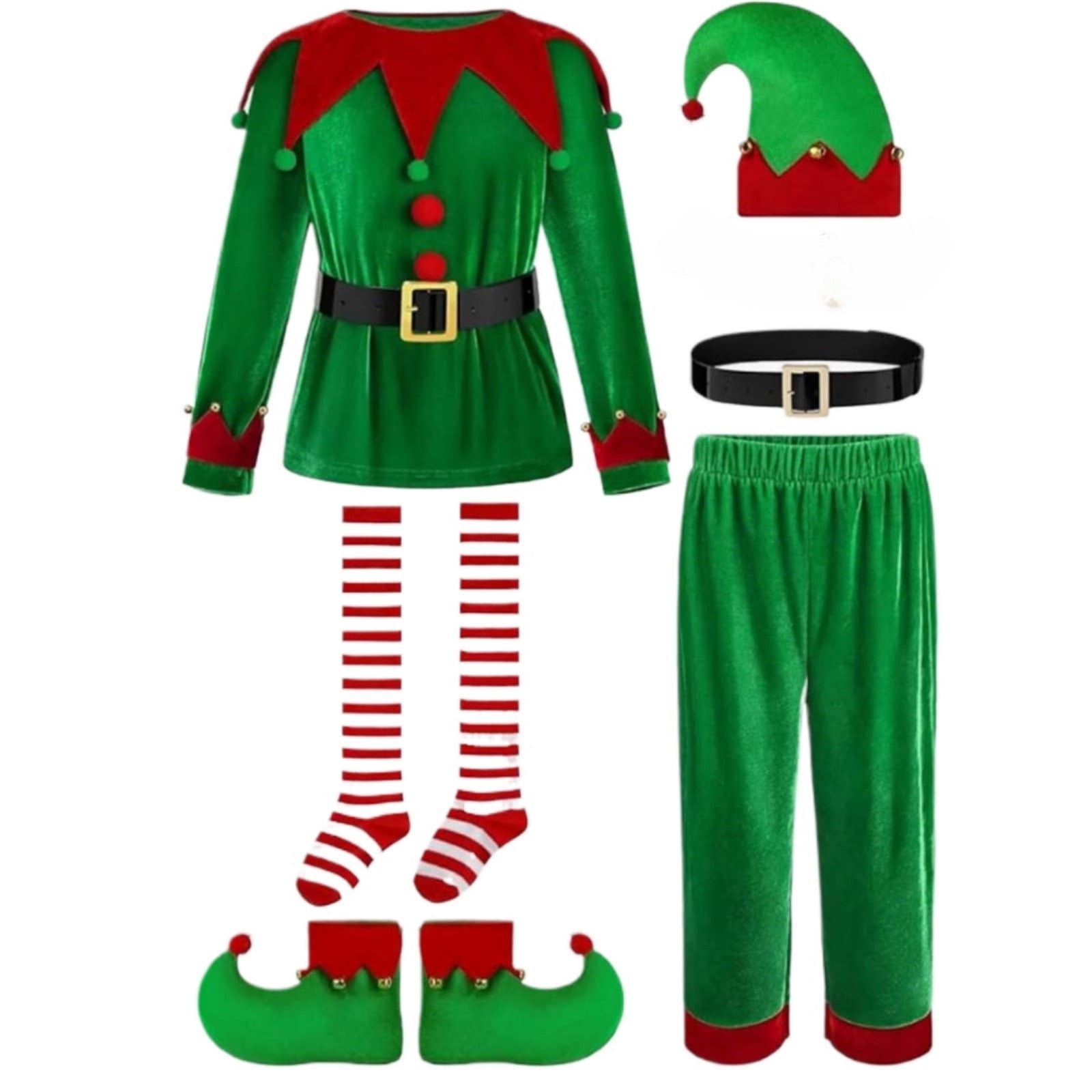VNKIDY Boys Girls Outfits Christmas Elf Fancy Dress Set Long Sleeve ...
