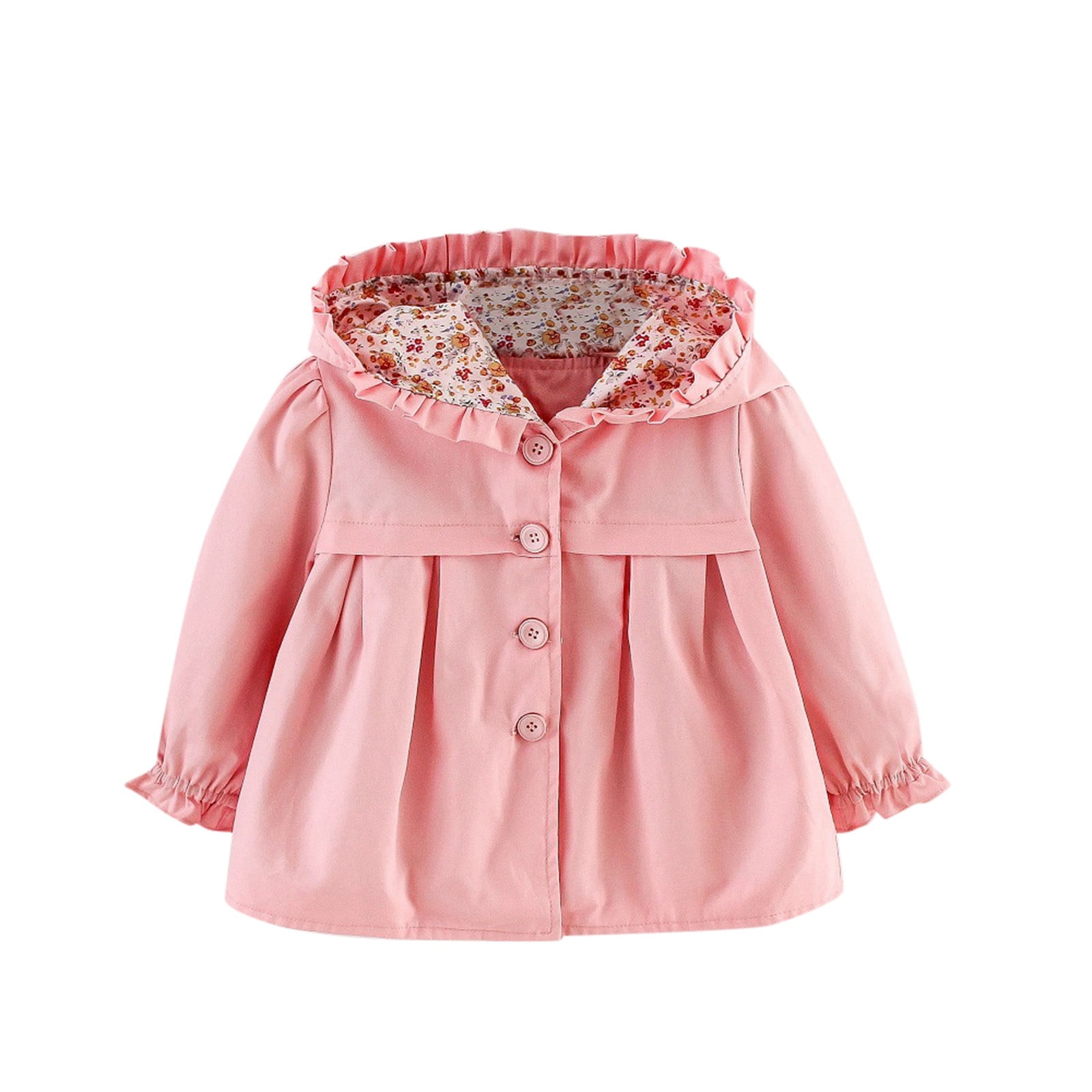 VNKIDY Girls Coat Toddlers Kids Autumn Winter Ruffled Hooded Trench ...