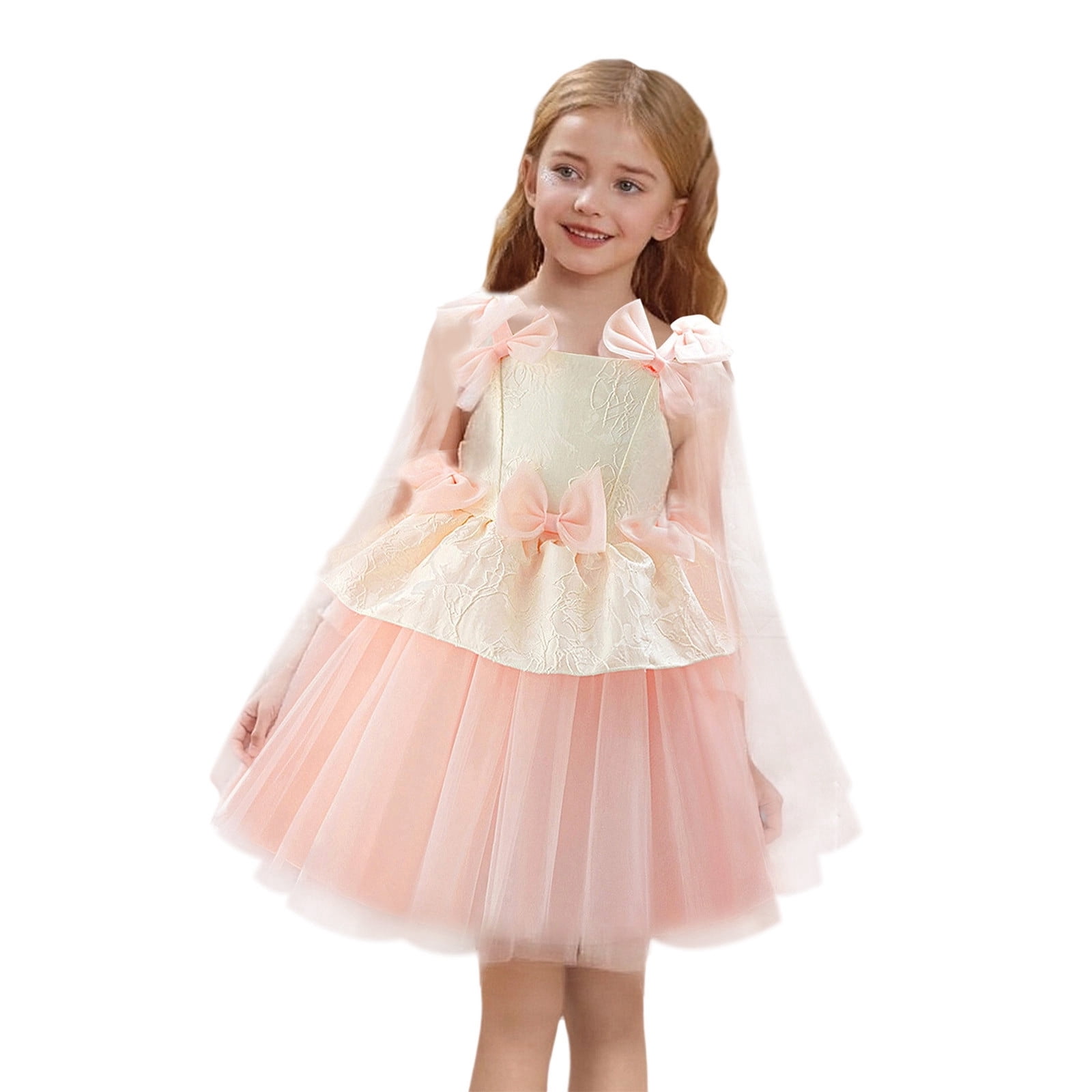 VNKIDY Girls Dresses For Kids Dress With Cape And Satin Fabric For ...