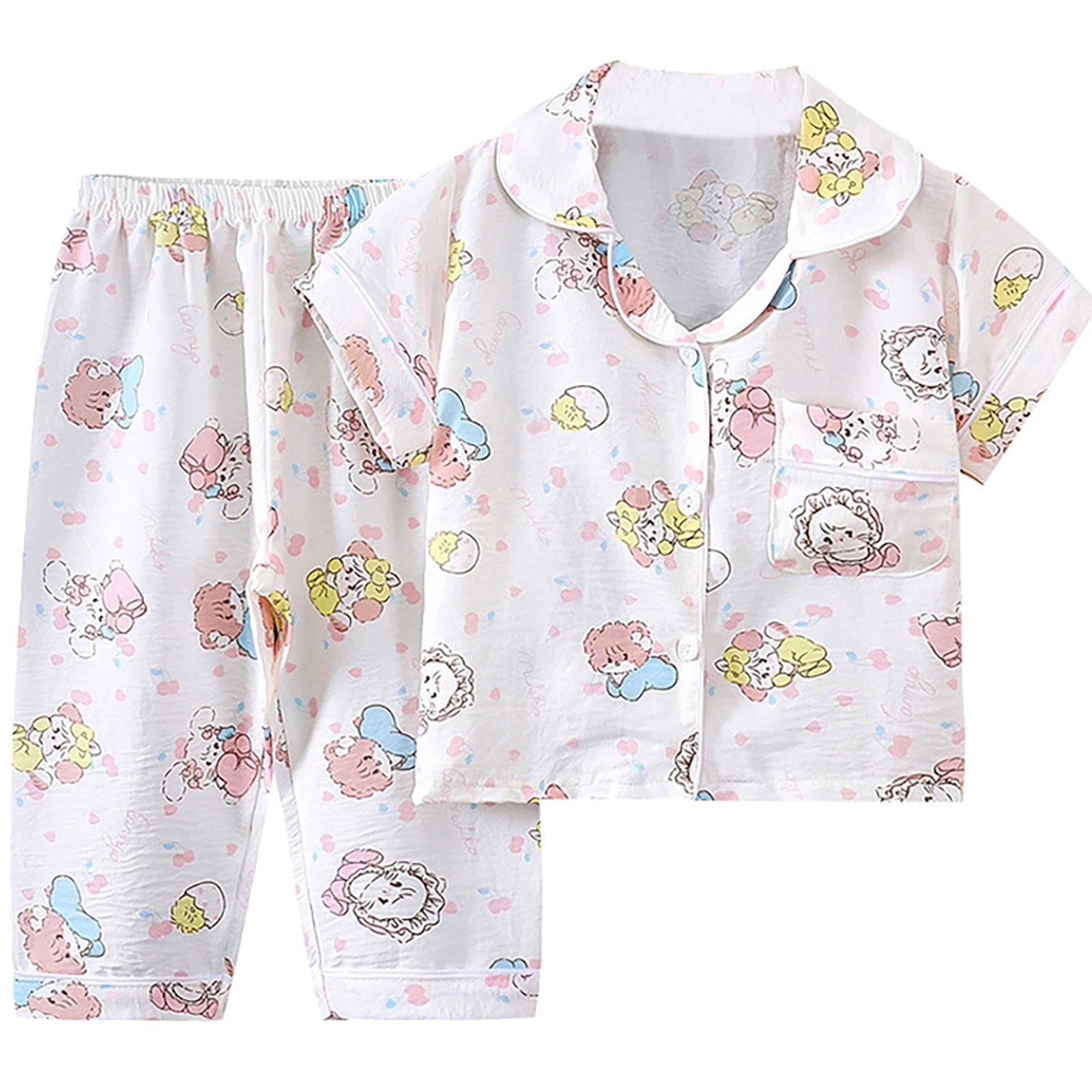 VNKIDY Girls Sleepwear Girls Light Weight Cartoon Patterned Full Print ...