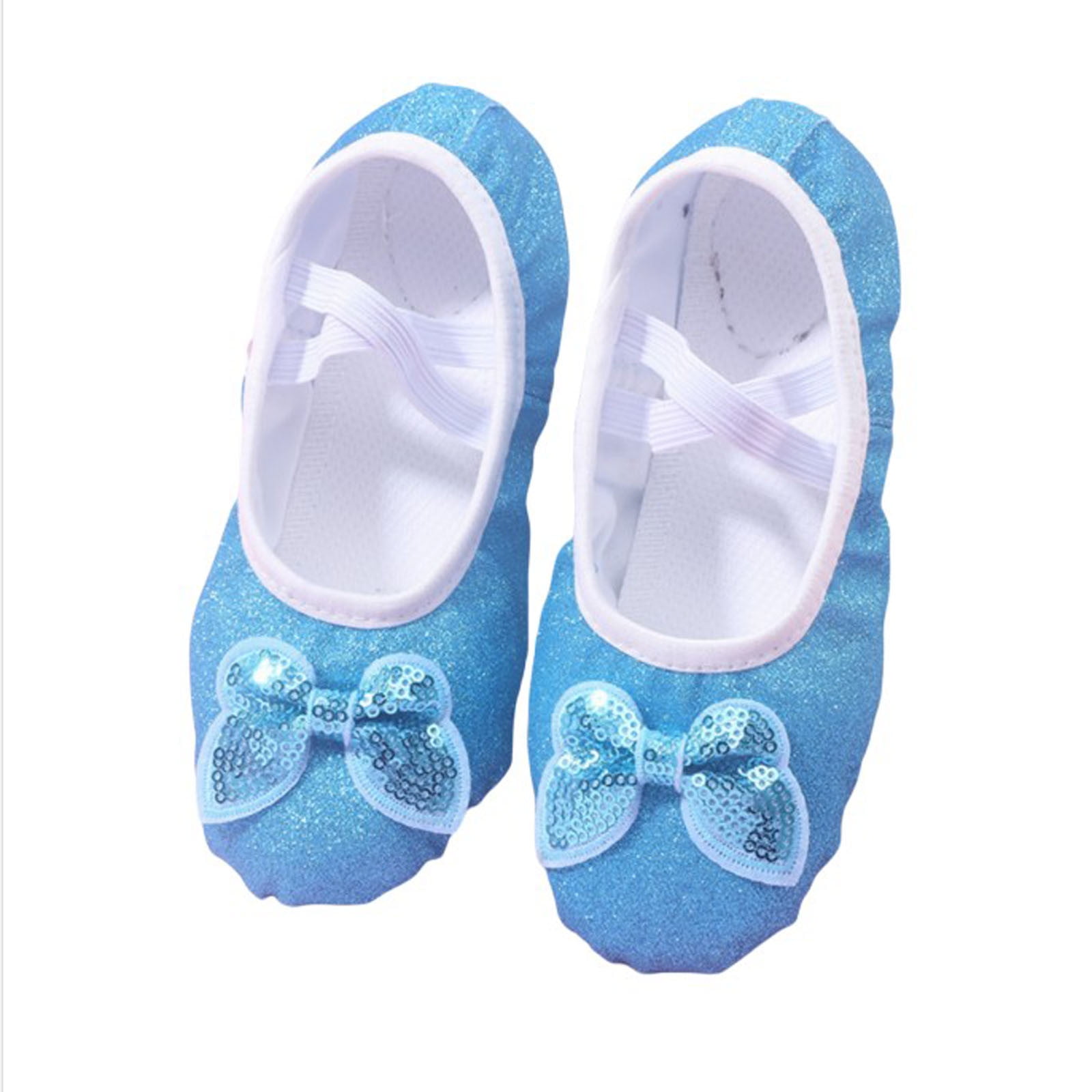 VNKIDY Kids Ballet Shoes Little Girls Solid Color Glitter Ballet Shoes ...