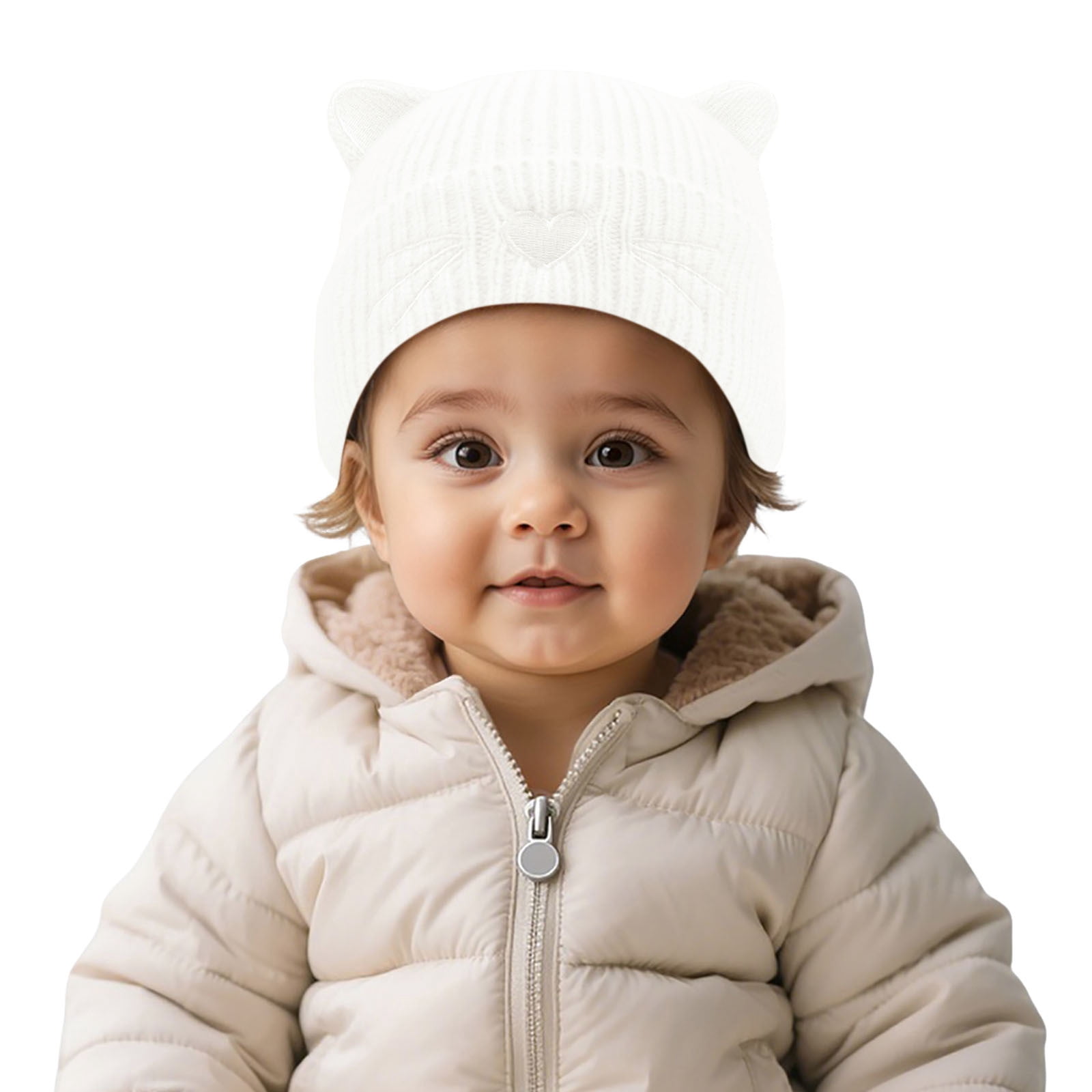 VNKIDY Kids Caps Children Adorable Solid Color Heart Embroidery Knitted ...