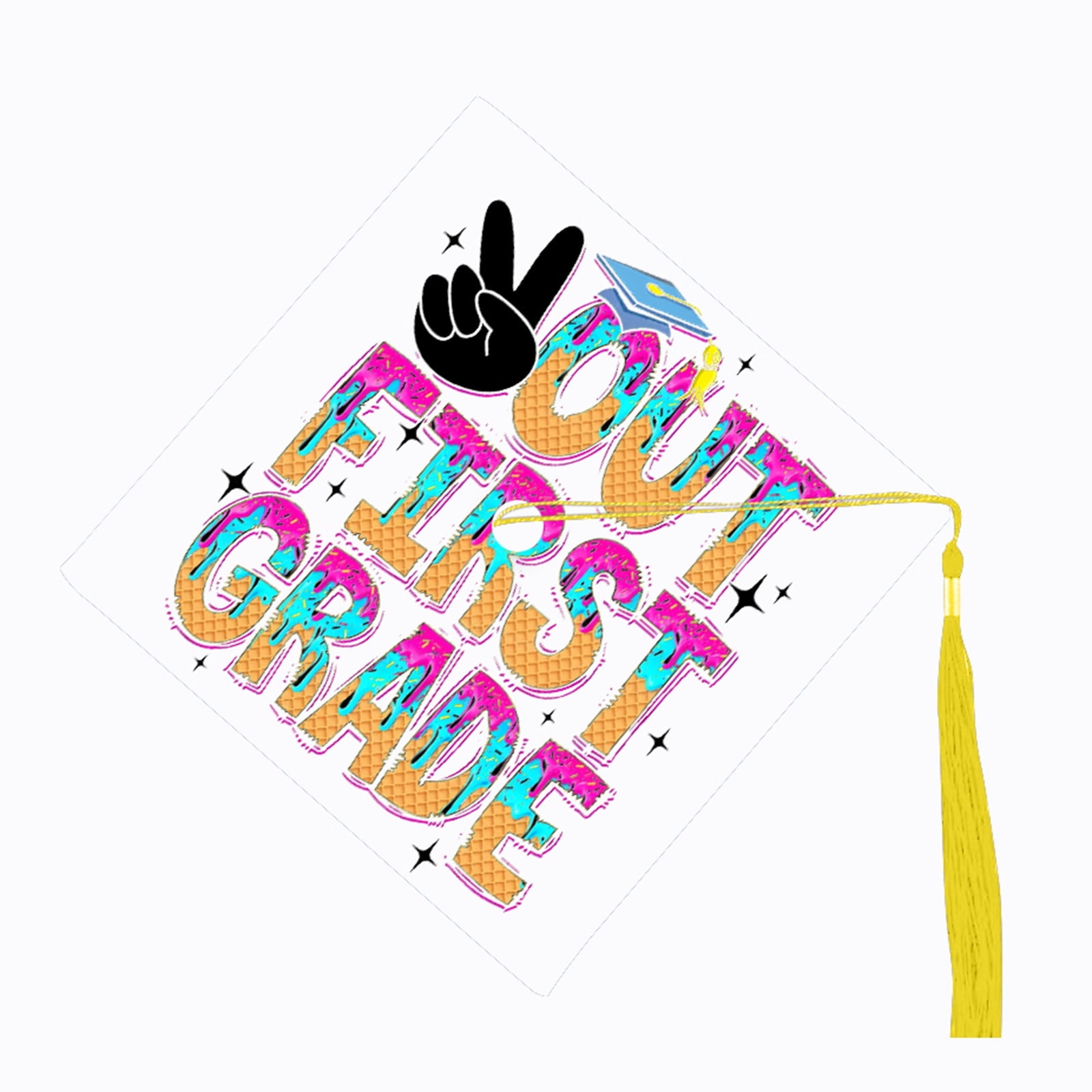 VNKIDY Kids Caps Children Vibrant Graduation Caps Featuring Letter ...