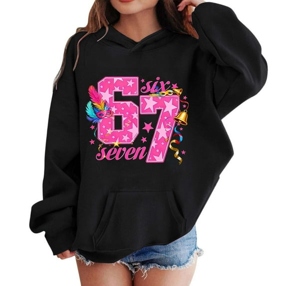 VNKIDY Kids Girls Carnival Letter Graphic Hooded Pullover Long Sleeve ...