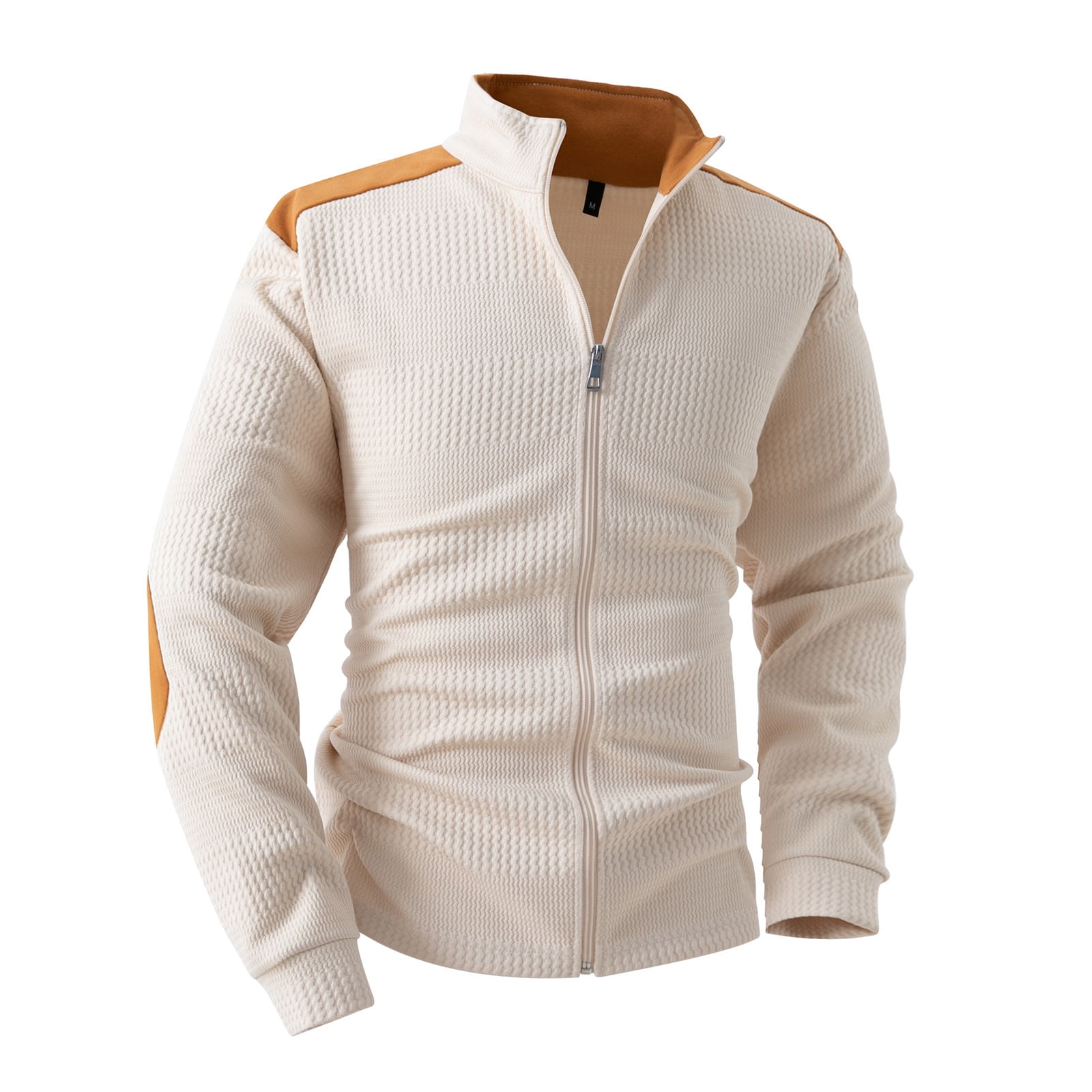 VNKIDY Men Jackets Full Zip Long Sleeve Jacket Textured Knit Outerwear ...