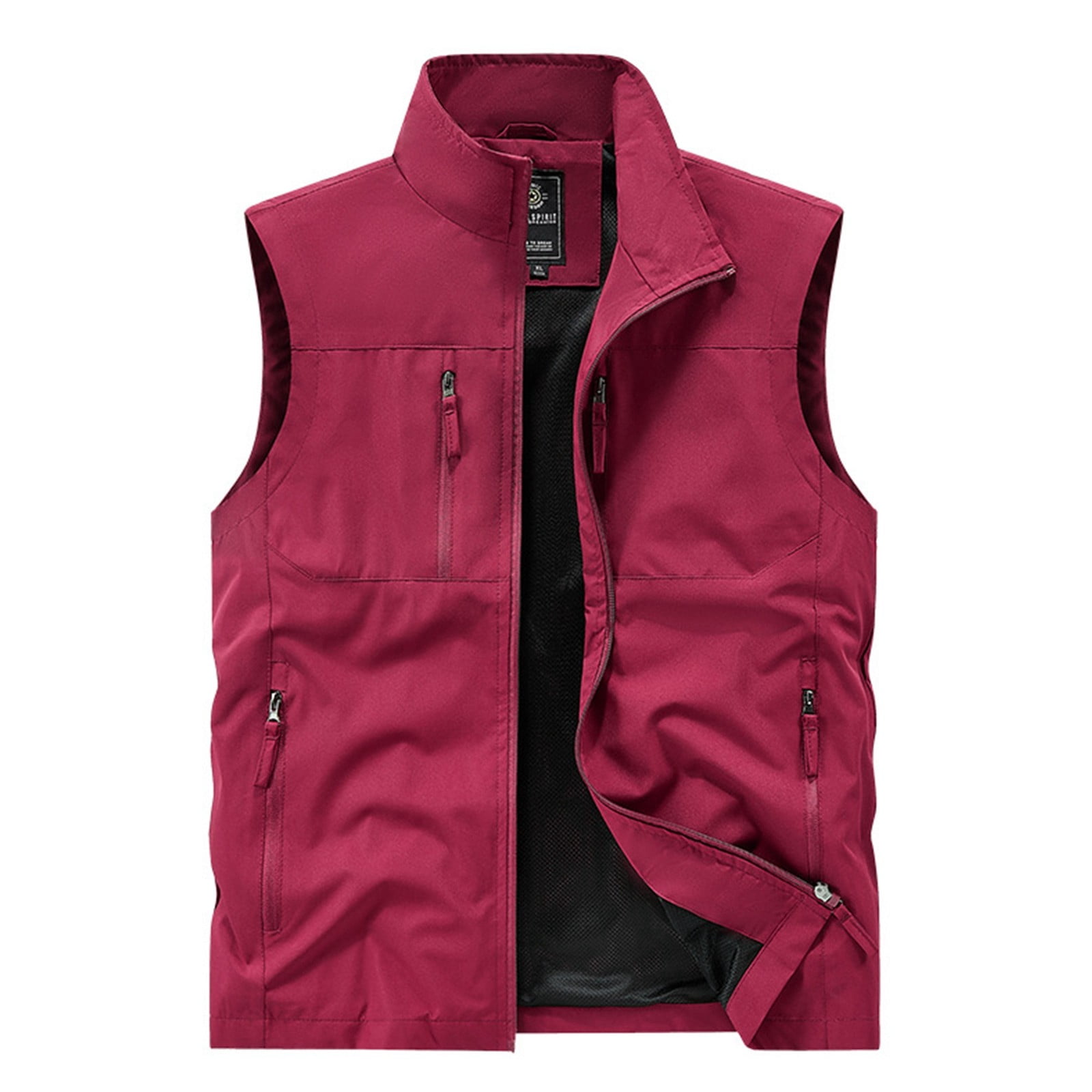 VNKIDY Men Outerwear Vests Outdoor Solid Color Vests For Fishing ...